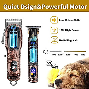 RESUXI Hair Clippers for Men with Barber Trimmer Set ,Professional Haircut Clippers for Hair Cutting Grooming Kit ,Cordless Beard Trimmer Hair Cutter Barber Accessories USB Rechargeable