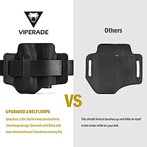 VIPERADE PJ29 Multitool Sheath for Belt, Leather EDC Pocket Organizer for Men, EDC Leather Sheath, Flashlight and Multitool Sheath, EDC Belt Organizer