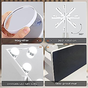 ZL ZELing Vanity Mirror with Lights,Tabletop Makeup Mirror with 9 LED Lights Smart Touch Control 3 Colors Light 360°Rotation