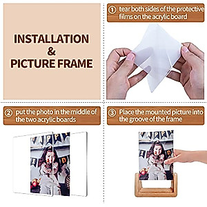 wavamawa 4x6 inch Picture Frames Set of 2-Wooden Photo Frame with Wood of Beech Base and HD Organic Glass Cover for Tabletop or Desktop Display-Horizontal&Vertical
