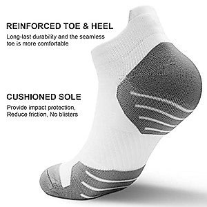 PAPLUS Ankle Compression Socks for Women 6 Pairs, Low Cut Womens Running Socks with Arch Support, White, S/M