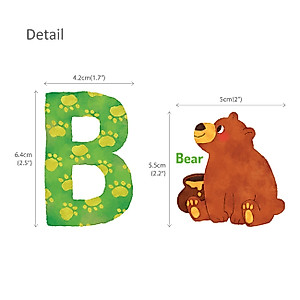 DECOWALL DS-8003 Watercolour Animal Alphabet Kids Wall Stickers Wall Decals Peel and Stick Removable Wall Stickers for Kids Nursery Bedroom Living Room (Small) d?cor