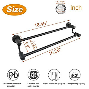 TocTen Double Bath Towel Bar - Thicken SUS304 Stainless Steel Towel Rack for Bathroom, Bathroom Accessories Double Towel Rod Heavy Duty Wall Mounted Towel Holder (Matte Black, 16 in)