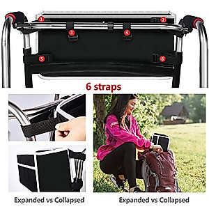 Walker Bag, Foldable Equipped with 6 Elastic Straps, Stronger Than Other Walker Basket, Basket for Walker with Multiple Pockets & Never Tipping Over, Best Gift for Elders and Family - Black