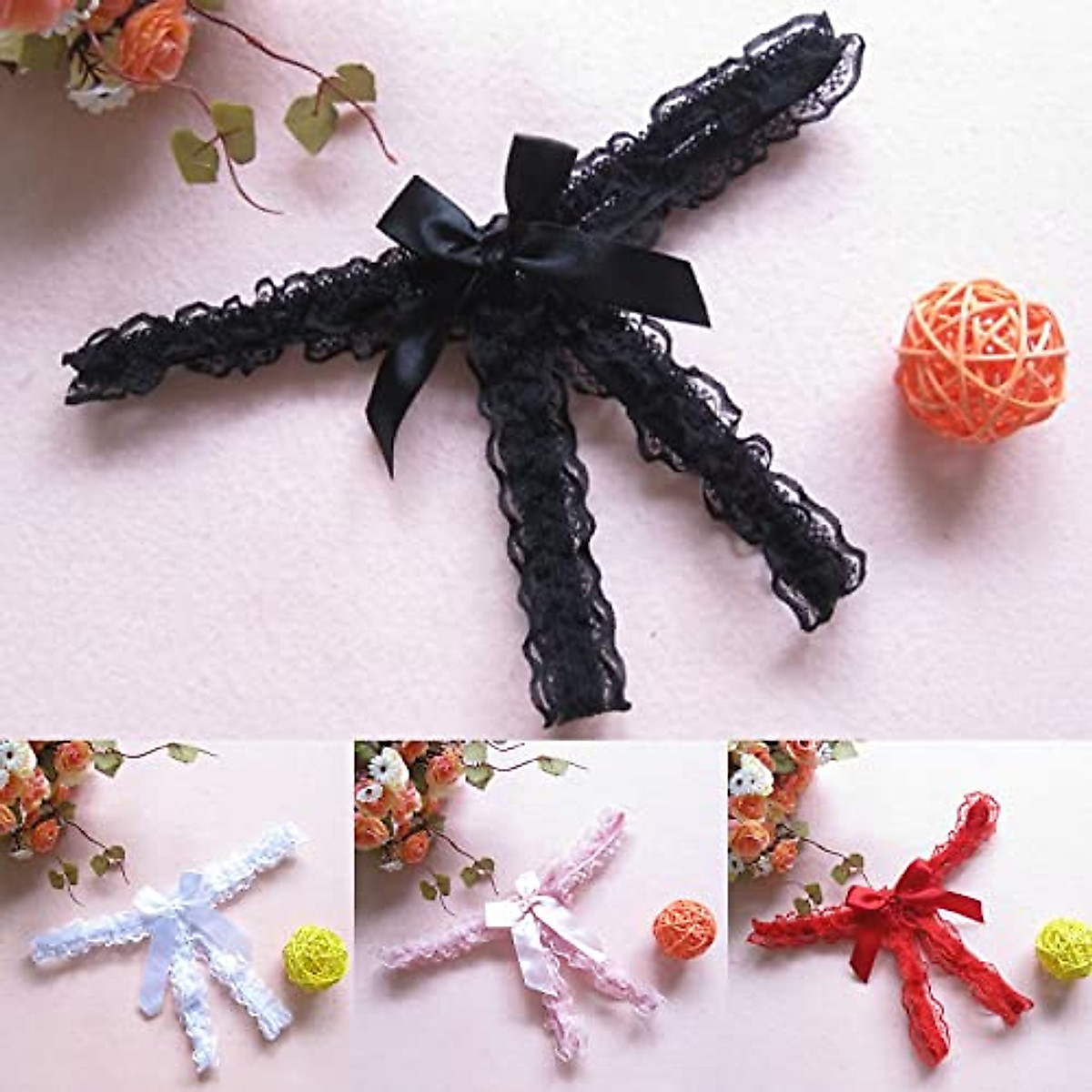 Underwear Women G String Thongs for Women Low Rise Floral Lace Hollow Out Open Crothless T-Back Breathable Lightweight Sexy Cheeky Panty Cheeky Underwear for Women White