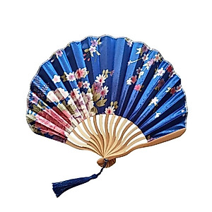 Prylio Foldable Fan Folding Hand Fan Hand Held Fans Silk Bamboo Folding Fans Chinese Style for Church Wedding Gift Vintage Home Decor Folding Fan Handheld Fans (Color : A)