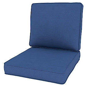 Outdoor Chair Cushions, 24 x 23 Inches High-Density Foam Deep Seat Patio Cushions with Olefin Fabric & Removable Zipper Cover, Outdoor Furniture Replacement Cushions for Chair Sofa Couch - Blue