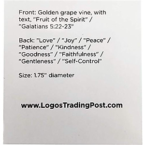Fruit of The Spirit, Memory Verse Tokens for Bible Studies & Sunday School, Love Joy Peace, Gold-Color Plated Scripture Challenge Coin, Galatians 5:22-23 Gift
