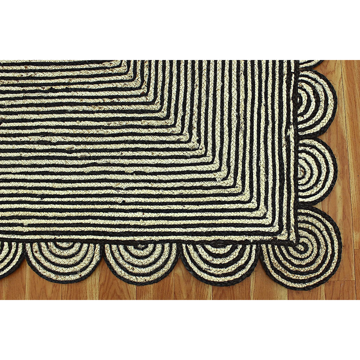 CASAVANI Collection Square Area Rug - 10x10 Feet Black Braided Jute Rug Geometric Kilim Rug Indoor Outdoor Use Carpet Flatweave Rugs for Bedroom Bedside Custom Mat Dining Table Mat
