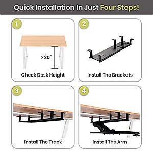 FERSGO Under Desk Keyboard Tray 20" x 11", Easy to Install Sliding Undermount Keyboard and Mouse Tray with Wrist Rest, Swivels 360° with Adjustable Height and ±15° Tilt Angle 17.75" Track With Spacers