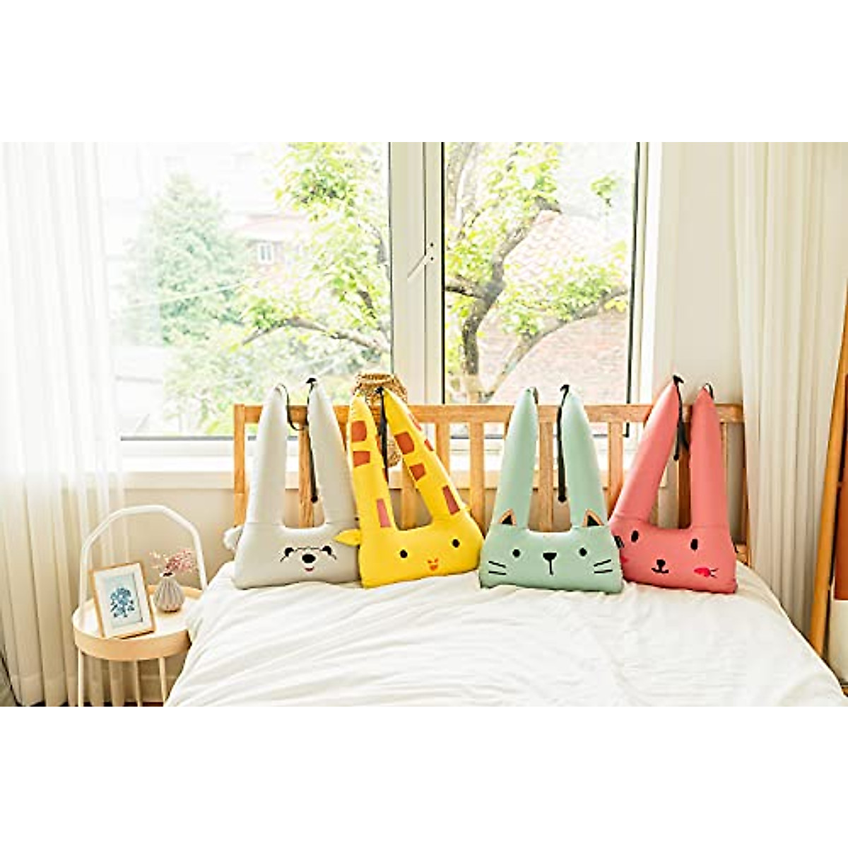 Kangaruru All in One Seatbelt Adjuster and Pillow with Neck and Headrest Cushion for Kids (Rabbit_Pink)