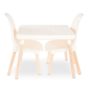 B. BX1865C1Z Spaces Set – 1 Craft Table & 2 Chairs – Natural Wooden Legs – Furniture for Kids – Ivory – 3 Years