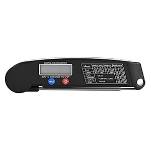 BBQ Meat Thermometer Ultra Thin Cooking Meat Thermometer Digital Folding Food Thermometer Probe for Grilling Oven Smoker Kitchen(Black)