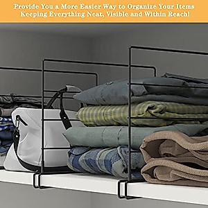 Sunexinlo Shelf Dividers,12 pcs Black Wire Shelf Wood Closet Organizers and Storage for Bedroom