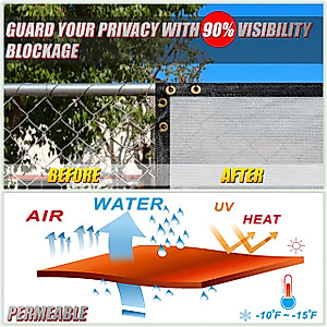 ColourTree 5' x 50' Grey Fence Privacy Screen Windscreen Cover Fabric Shade Tarp Netting Mesh Cloth - Commercial Grade 170 GSM - Cable Zip Ties Included - We Make Custom Size