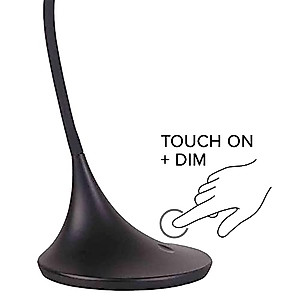 Catalina 19983-000 Modern Adjustable Gooseneck Dimmable LED Desk Lamp, 15.4", Classic Black