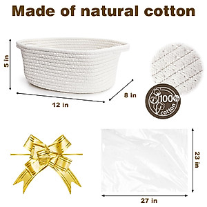 Lechay Small Woven Basket with Handles, Baskets Empty with Bags and Ribbons for Valentine's Day, Wedding, Birthday, Easter