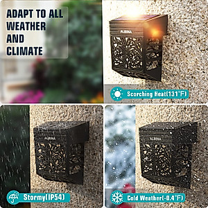 ALBINA Solar Deck Lights | Solar Fence Lights Outdoor Waterproof LED Garden Decorative Lights for Railing, Post, Step, Frontdoor | Auto ON/Off Outdoor Solar Lights with Christmas Tree Lamps, 4 Pack