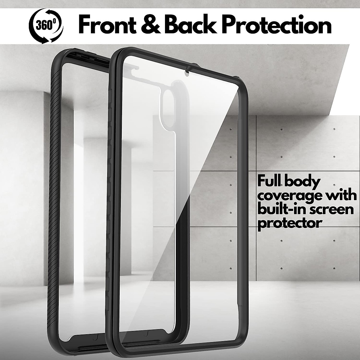 CBUS Heavy-Duty Phone Case with Built-in Screen Protector Compatible with iPad Mini 6 (2021) 6th Generation –– Full Body (Black)