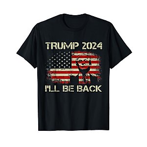 Donald Trump 2024 I'll Be Back American Flag Vintage Gifts T-Shirt
