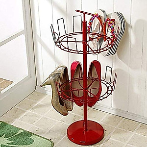 DINGZZ 2-Tier Adjustable Revolving Shoe Rack， Revolving Hanging Shoe Storage Rack