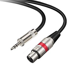 3.5mm to XLR, FAOTUR 1/8" TRS Male to XLR Female Stereo Microphone Audio Cable, for iPhone, iPad, Computer, Video Camera and More - Black（5Feet）