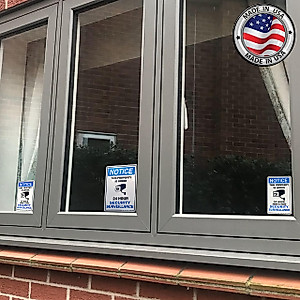 Psyfer® (Fade-Free) 7 Pack - Security Camera Stickers (SMALL) Audio & Video Monitoring Notice [Made in USA]