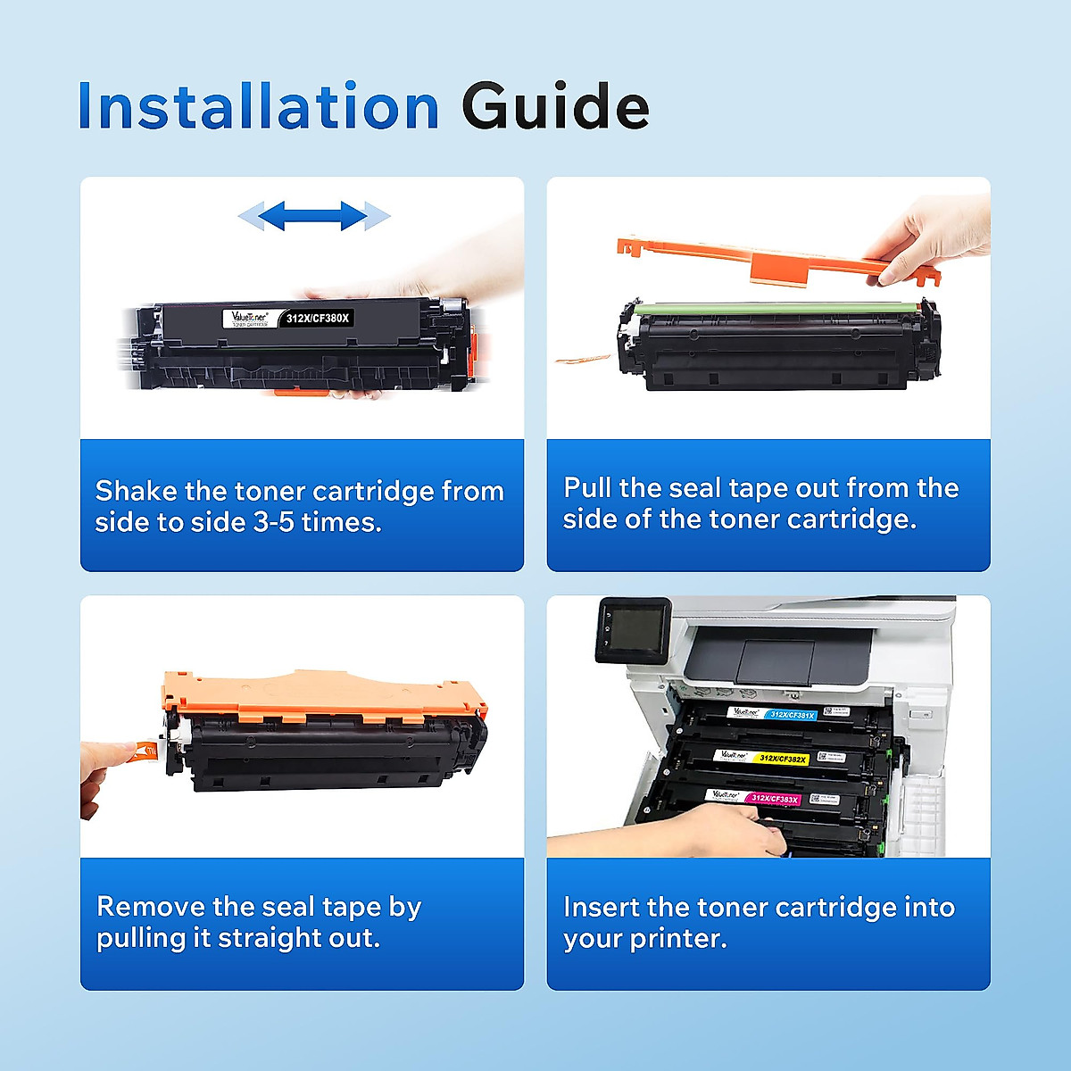 Valuetoner Remanufactured Toner Cartridge Replacement for HP 312X 312A 305A 305X for Laserjet Pro 400 Color M451dn M451dw M451nw M475dw MFP M476nw M476dn M476dw Printer (Black,Cyan,Magenta,Yellow)
