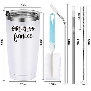 Engagement Gifts for Couples, Boyfriend and Girlfriend Travel Tumbler Set, Engaged Anniversary Ideas for Couples Fiance Fiancee Her Him Women Friend, 20oz Stainless Steel Insulated Tumbler with Lid