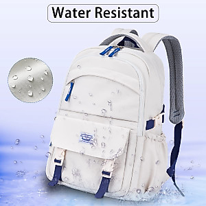 School Backpack Laptop Computer Backpack 15.6 inch Anti-theft Big Daypack Casual Bag Travel Bookbag Aesthetic Cute Backpacks for College Large Backpacks Purse for Boy Girl Teen Women Men Student-White