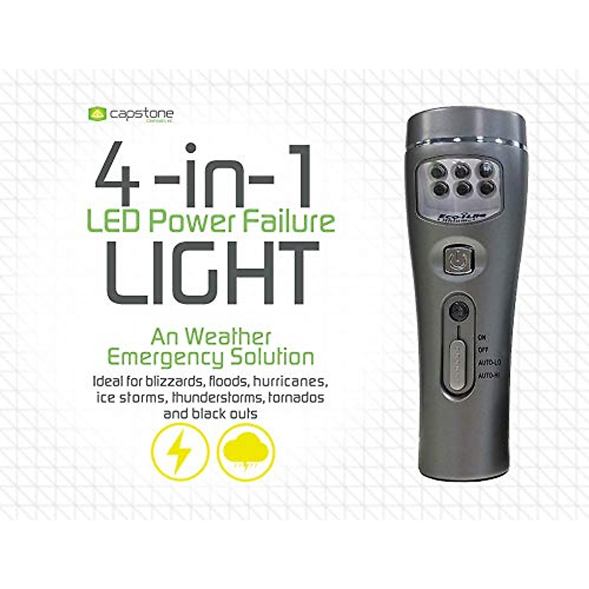 Capstone Lighting 4-in-1 Eco-I-Lite, 2 Pack – Emergency Flashlights, Night Light, Power Failure Light and Work Light – This Rechargeable LED Flashlight is Perfect for Power Outages and Hurricanes