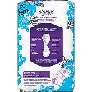 Always Discreet, Incontinence Light Pads, 3 Drops, 30 Pads each (Value Pack of 6)