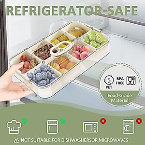 TUZZAN Plastic Bento Snack Box Container with Compartment, Stackable Fridge Container with Lids and Divided Serving Tray, Storage for Food, Vegetables, Transparent, TFSC003