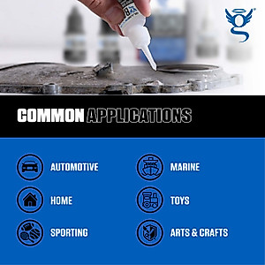 GlueAngel Heavy Duty Super Glue Kit for Hard Plastics and Metal. includes Black and Gray Gap Filling/Reinforcing Powders and CA Glue Nozzle Extender