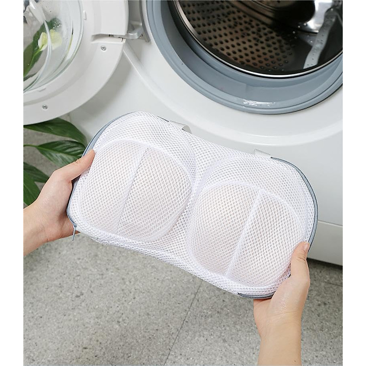 HCZION Women's Bra Laundry Bag, Household Washing Machine, Inner Mesh Bag, Hand in Hand to Carry Bra Protective Washing Bag (Grey)