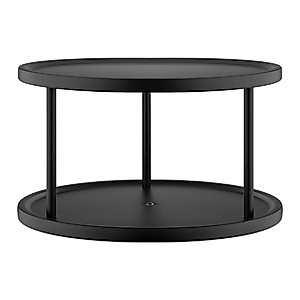 Navaris Two Tier Lazy Susan Storage Rack - Rotating Turntable Organizer for Kitchen Shelf Pantry Cupboard Fridge - Metal Rotating Vertical Spice Rack