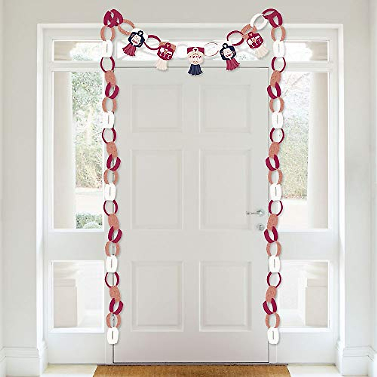 Big Dot of Happiness But First, Wine - 90 Chain Links and 30 Paper Tassels Decoration Kit - Wine Tasting Party Paper Chains Garland - 21 feet