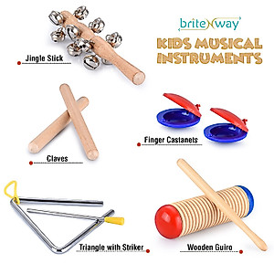 Toddler Educational & Musical Percussion for Kids & Children Instruments Set 21 Pcs – with Tambourine, Maracas, Castanets & More – Promote Fine Motor Skills, Enhance Hand to Eye Coordination,