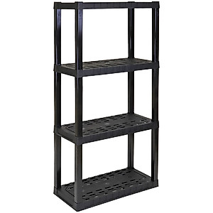 Koolatron 4-Tier Shelving Unit, 57 Fixed Height, Medium Storage Organizer for Home, Garage, Basement, Shed and Laundry Room, 14" W x 30" D x 57" H, Made with Recycled Materials, Matte Black