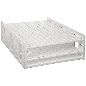 Heathrow Scientific 120-Place Mega Tube Rack, Polypropylene, Holds 10 mL Tubes, White