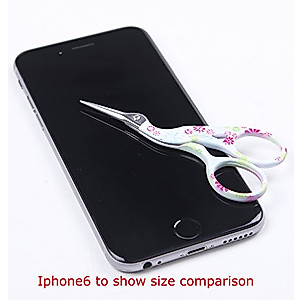 BIHRTC 3.6" Floral Design Stainless Steel Sharp Tip Classic Stork Scissors Crane Design Sewing Scissors DIY Tools Dressmaker Shears Scissors for Embroidery, Craft, Needle Work, Art Work & Everyday Use