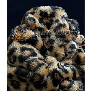 Faux Fur Animal Long Pile 58" Wide Fabric Full, Plush, Warm Soft Coat, Fashion Fursuit Costume - Sold by Continuous Yard (Leopard Fur)