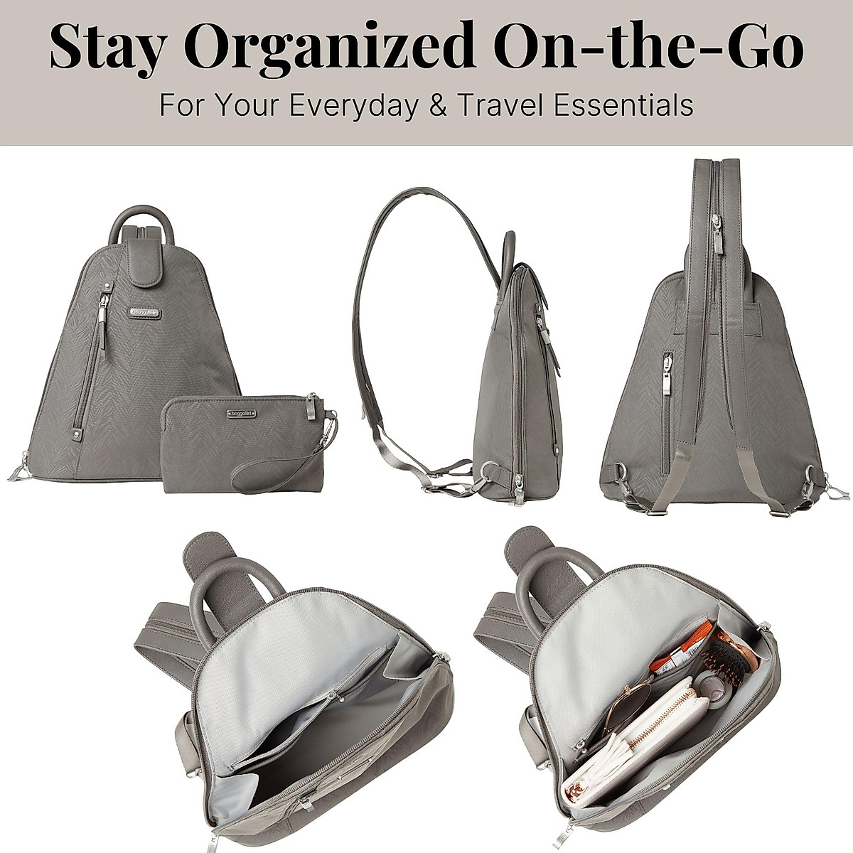 Baggallini Women's Metro Backpack, Pewter Zebra, One Size