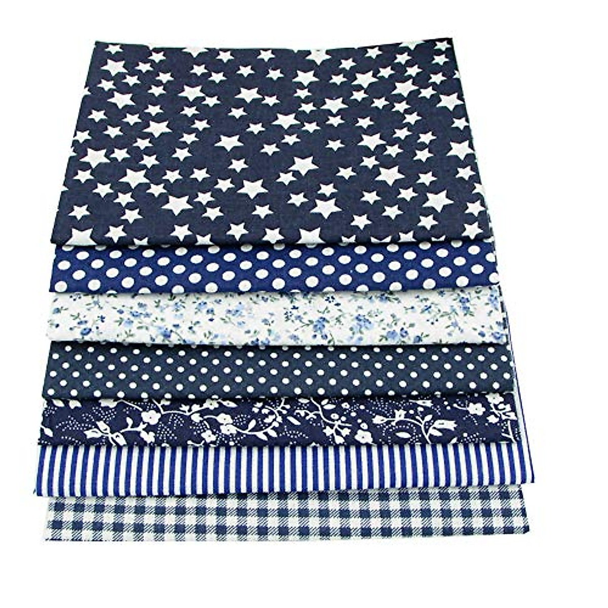 7pcs Dark Blue 19.7" x 19.7" Cotton Sewing Fabric Bundles, Pre-Cut Quilt Squares for DIY Crafting Patchwork