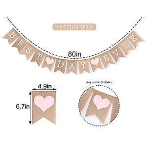 Wedding Party Decorations - Best Day Ever Banner Birthday Banner Photo Props,Best Day Ever Bridal Shower Decorations,Engaged Bachelorette Party Hanging Banner