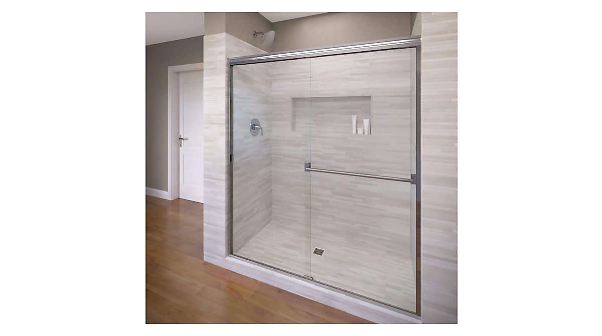 Basco Classic Sliding Shower Door - Sleek Silver Design
