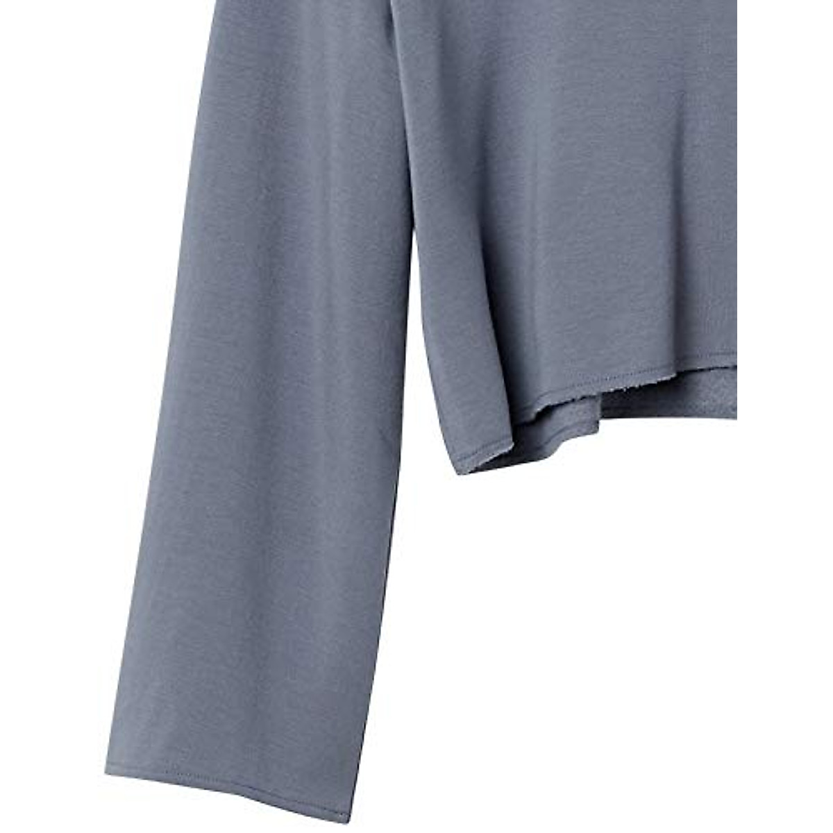 Core 10 Women's Cloud Soft Fleece Cropped Length Bell Sleeve Yoga Hoodie Sweatshirt, Light Denim Blue, Medium