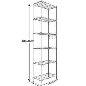 Himimi 6-Tier Wire Shelving Unit, Free Standing Shelf, Metal Storage Shelves, Heavy Duty Organizer Rack for Garage, Kitchen, Living Room, Bathroom, 21.26L x 11.42W x 62.99H, Silver