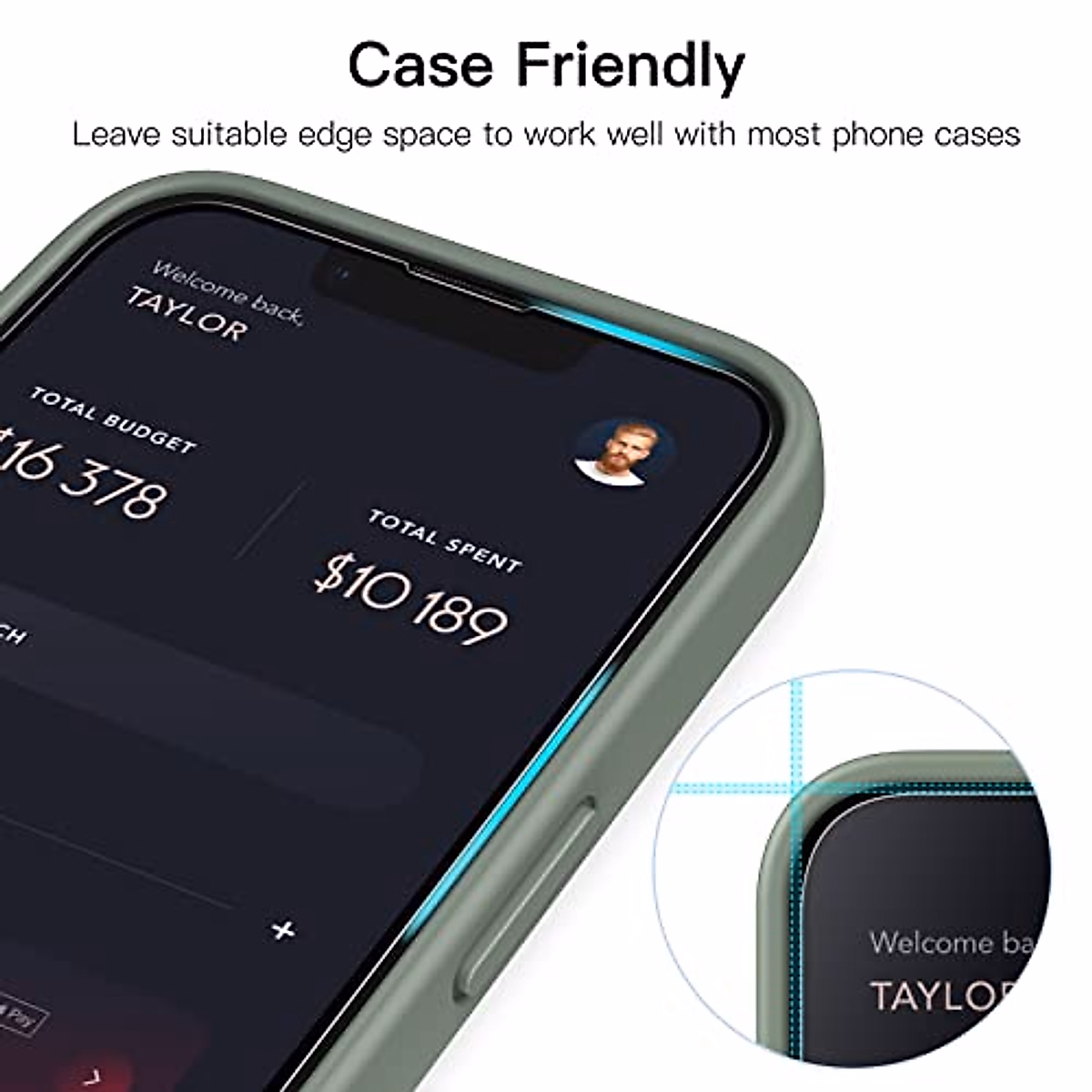 JETech Full Coverage Screen Protector for iPhone 13 Pro Max 6.7-Inch, Black Edge Tempered Glass Film with Easy Installation Tool, Case-Friendly, HD Clear, 3-Pack