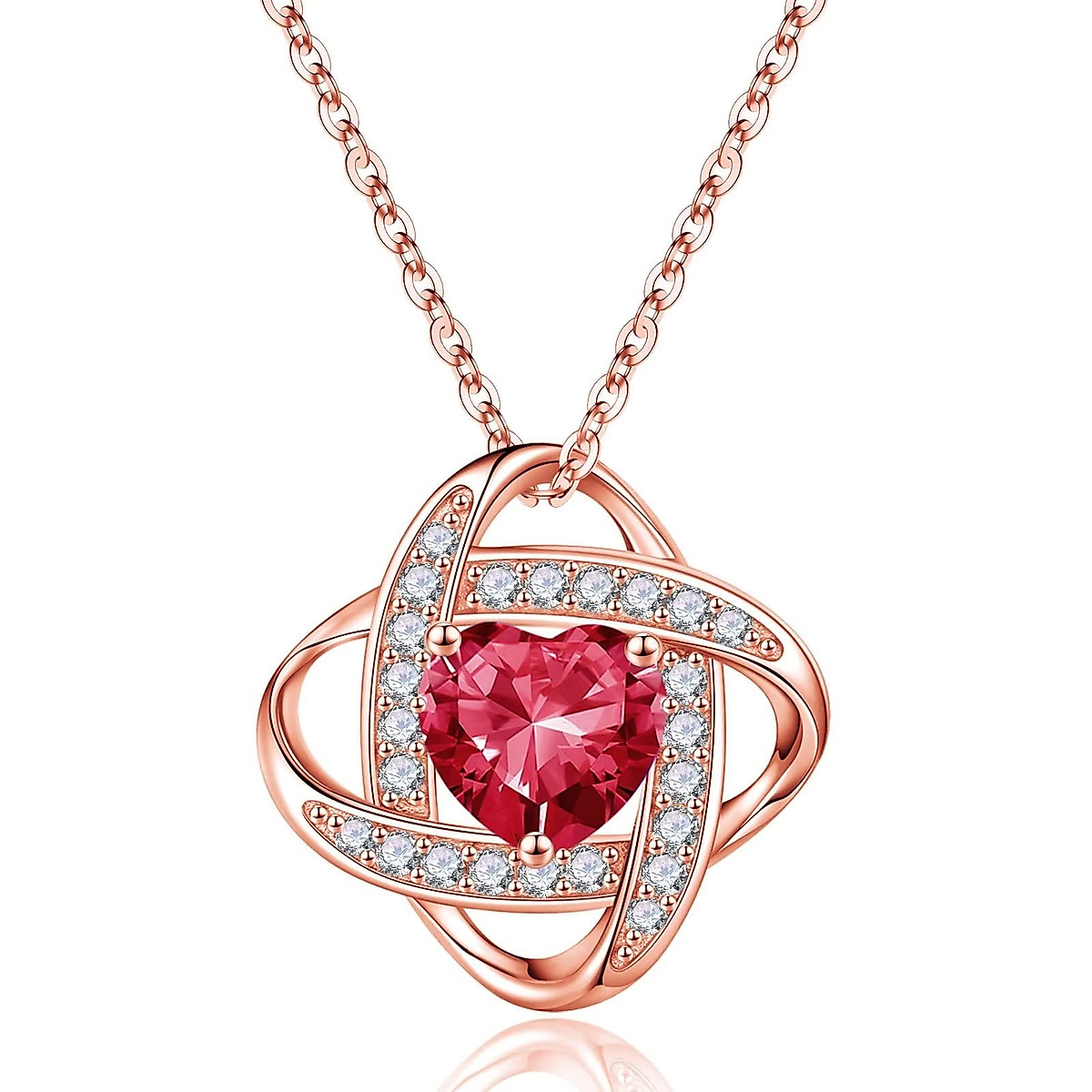 Iefil July Birthstone Necklace for Women, Sterling Silver Birthstone Jewelry Red Ruby Necklace Anniversary Birthday Gifts for Women Wife Girlfriend Her